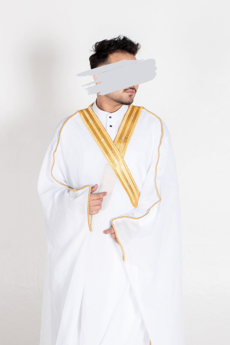 White Gold Bisht for Men | Arabian Clothing | Overtop